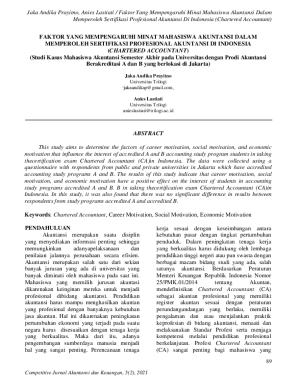 (PDF) Faktor yang Mempengaruhi Minat Mahasiswa Akuntansi dalam Memperoleh Sertifikasi ...