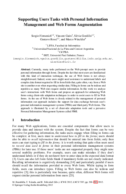 (PDF) Supporting Users Tasks with Personal Information Management and ...