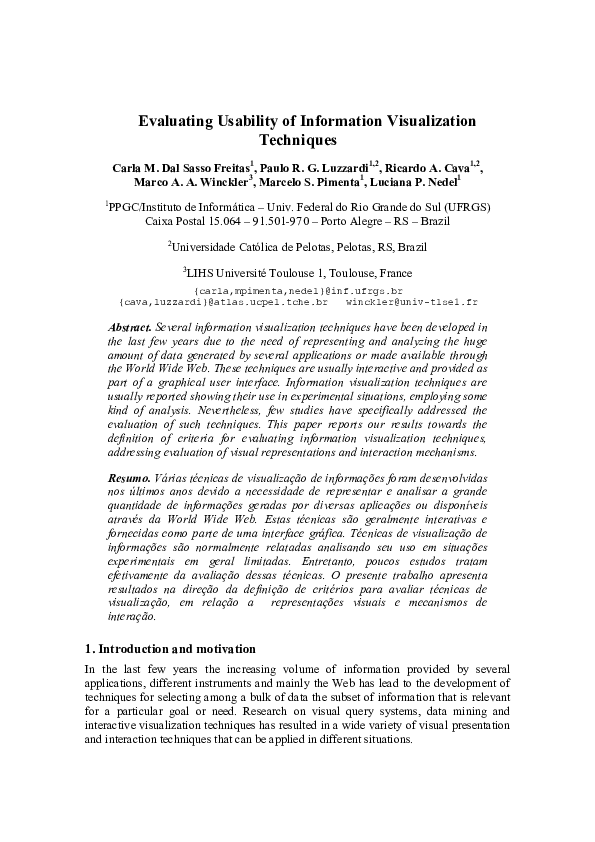 (PDF) Evaluating Usability of Information Visualization Techniques