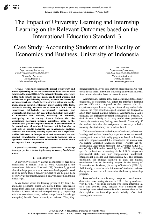 (PDF) The Impact of University Learning and Internship Learning on the ...