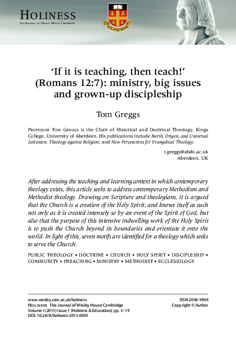 (PDF) ‘If it is teaching, then teach!’ (Romans 12:7): ministry, big ...