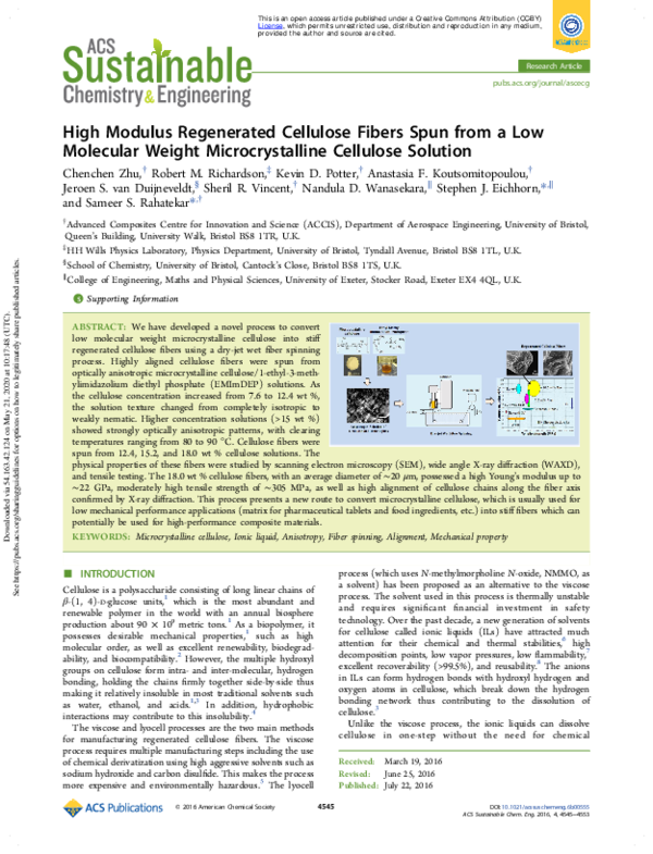 (PDF) High Modulus Regenerated Cellulose Fibers Spun from a Low ...