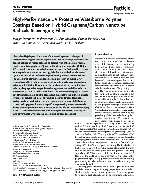(PDF) High‐Performance UV Protective Waterborne Polymer Coatings Based ...