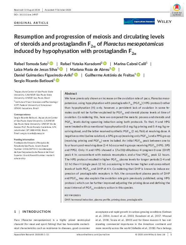 (PDF) Resumption and progression of meiosis and circulating levels of ...