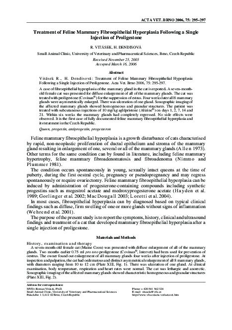 (PDF) Treatment of Feline Mammary Fibroepithelial Hyperplasia Following ...