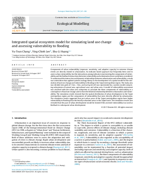 (PDF) Integrated spatial ecosystem model for simulating land use change and assessing ...