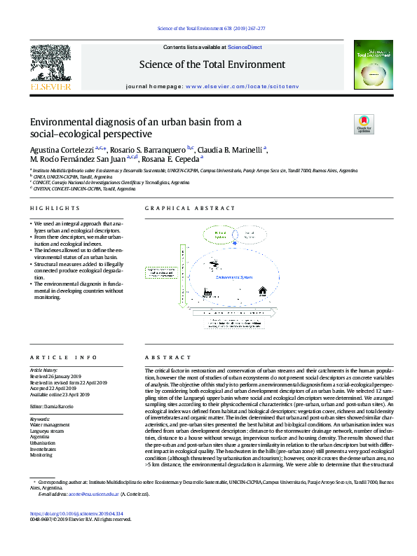 (PDF) Environmental diagnosis of an urban basin from a social ...