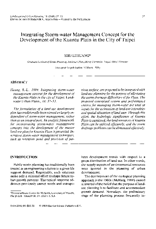 (PDF) Integrating storm-water management concept for the development of ...