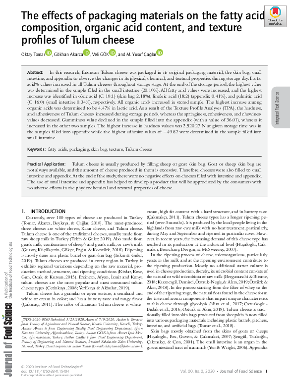 (PDF) The effects of packaging materials on the fatty acid composition ...
