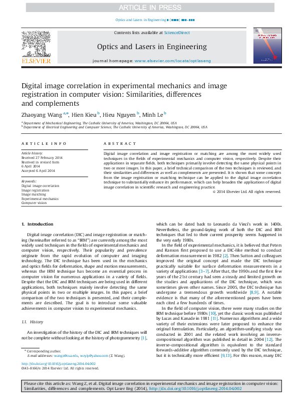 (PDF) Digital image correlation in experimental mechanics and image ...
