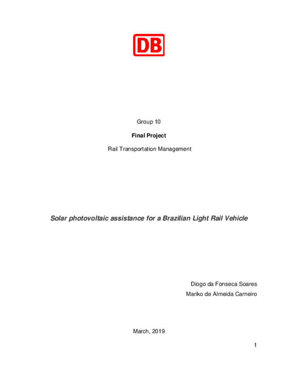 (PDF) Solar photovoltaic assistance for a Brazilian light rail vehicle