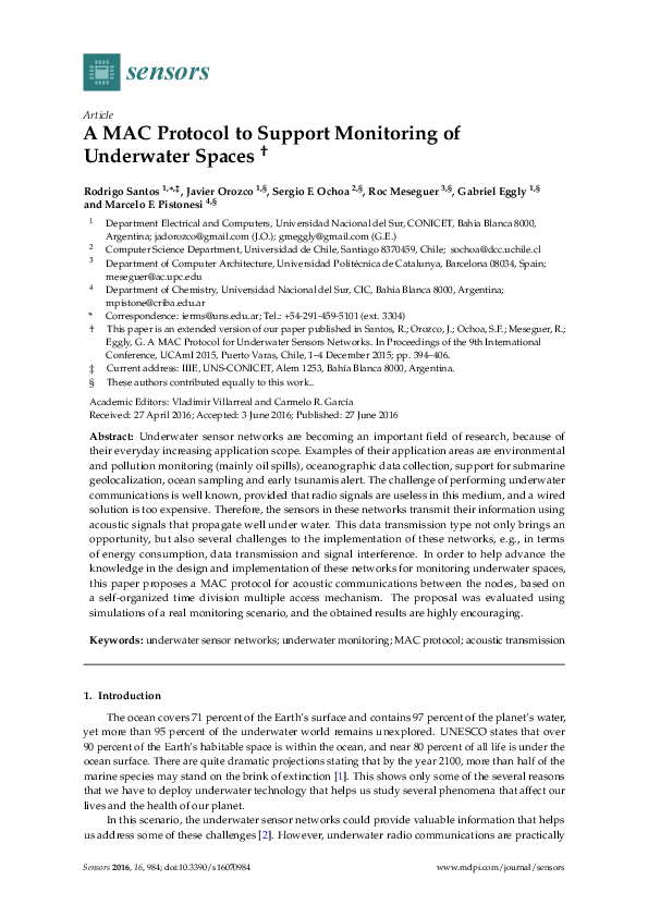 (PDF) A MAC Protocol to Support Monitoring of Underwater Spaces