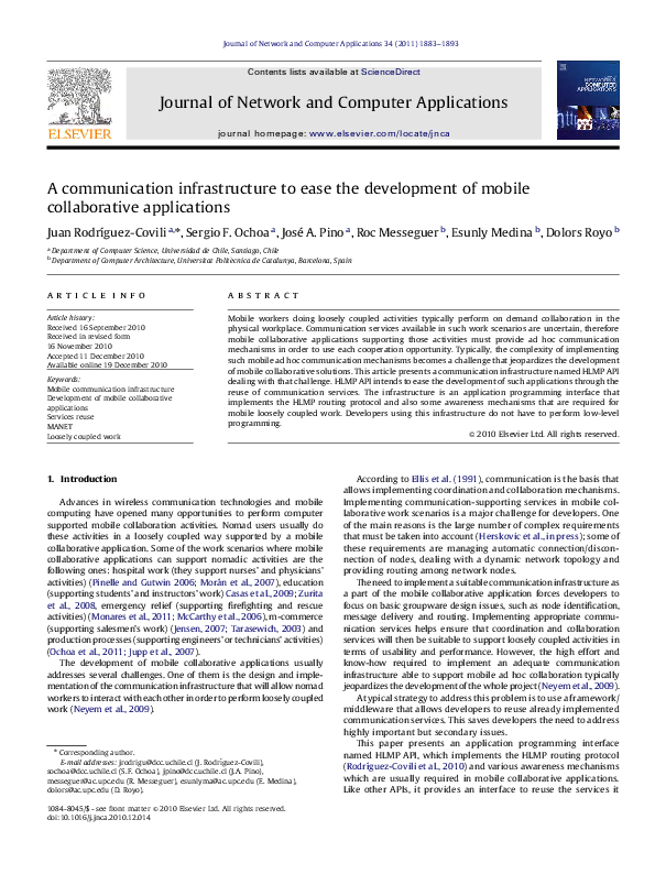 (PDF) A communication infrastructure to ease the development of mobile ...