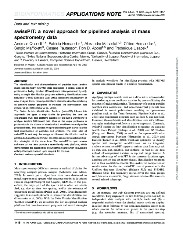 Pdf Bioinformatics Applications Note Doi101093bioinformaticsbtn139 Data And Text Mining