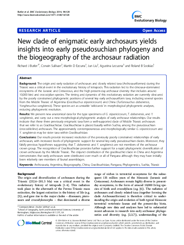 (PDF) New clade of enigmatic early archosaurs yields insights into early pseudosuchian phylogeny ...