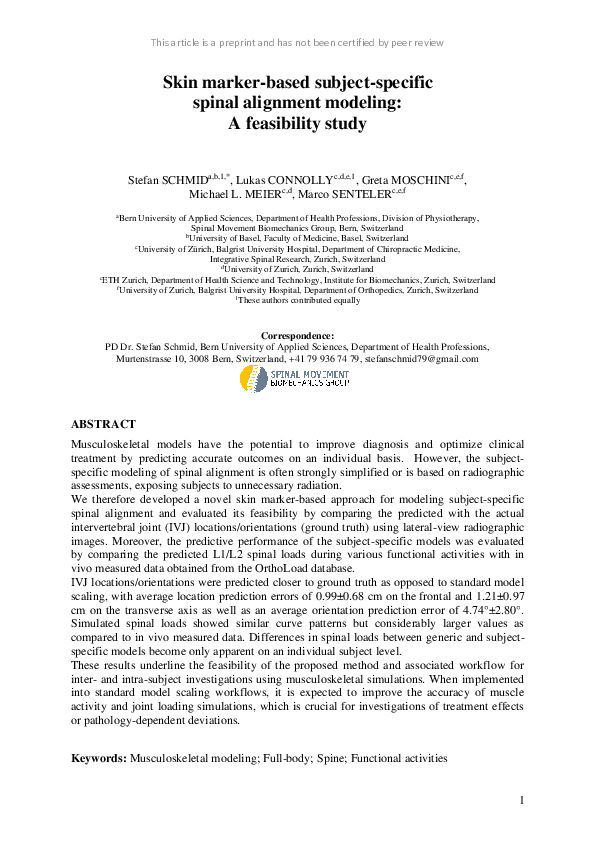 (PDF) Skin marker-based subject-specific spinal alignment modeling: A feasibility study