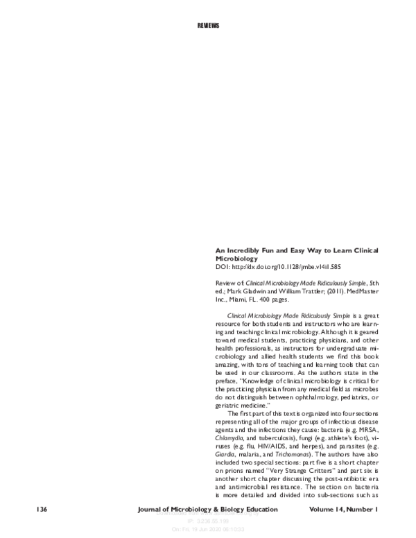 (PDF) An Incredibly Fun and Easy Way to Learn Clinical Microbiology