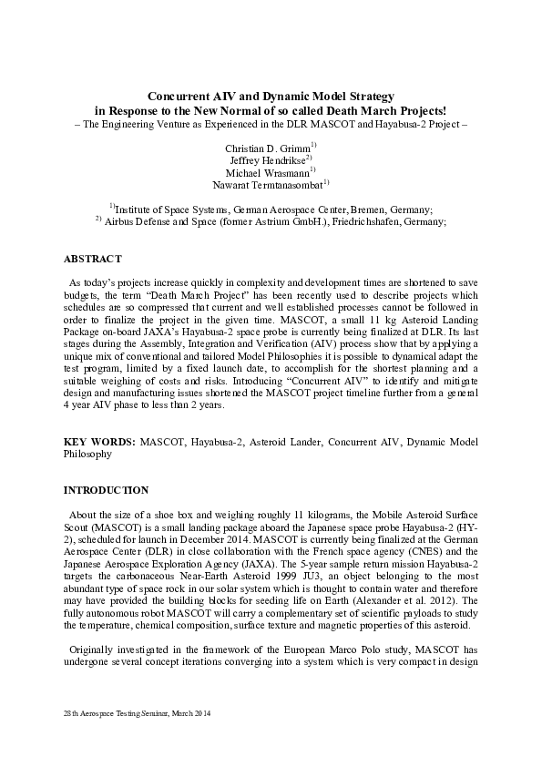 (PDF) Concurrent AIV and Dynamic Model Strategy in Response to the New ...