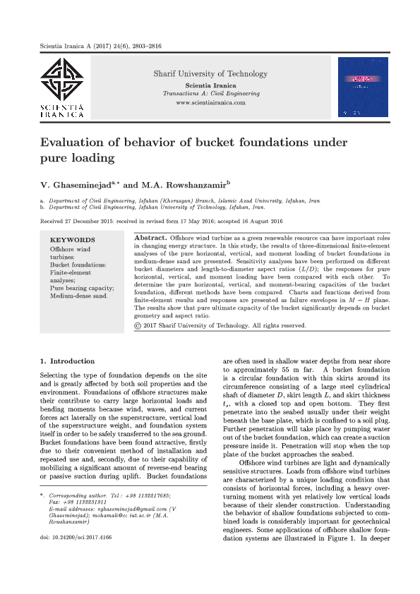 (PDF) Evaluation of behavior of bucket foundations under pure loading