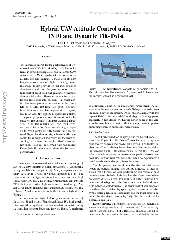 (PDF) Hybrid UAV Attitude Control using INDI and Dynamic Tilt-Twist