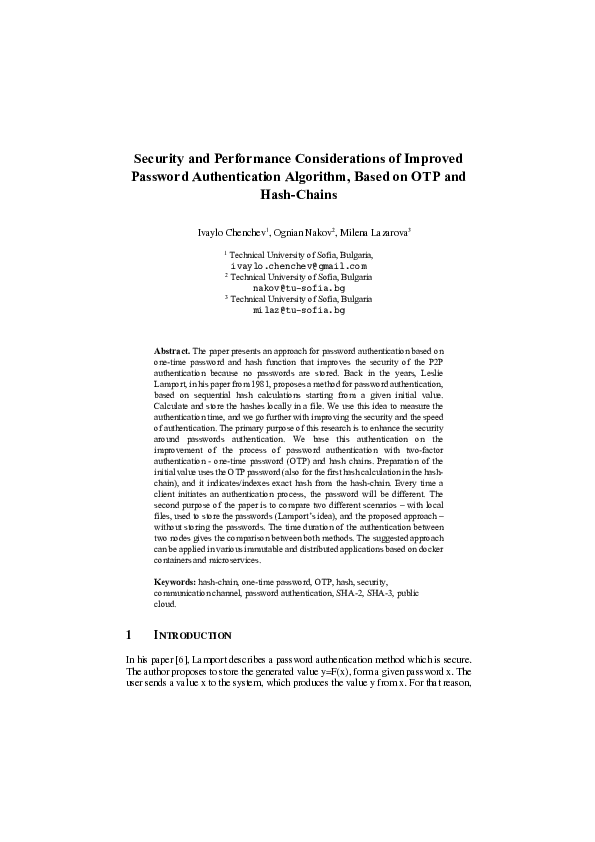 Pdf Security And Performance Considerations Of Improved Password Authentication Algorithm 9938