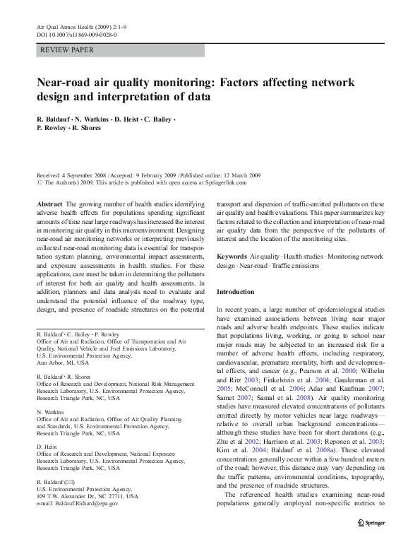 (PDF) Near-road air quality monitoring: Factors affecting network ...
