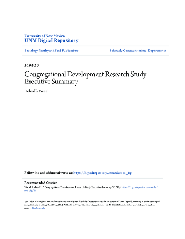 (PDF) Congregational Development Research Study Executive Summary