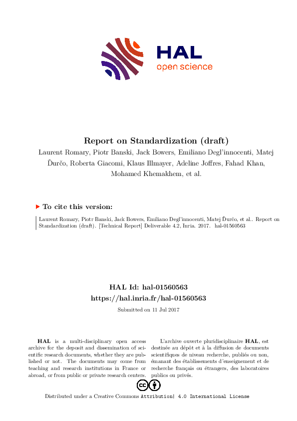 Pdf Report On Standardization Draft