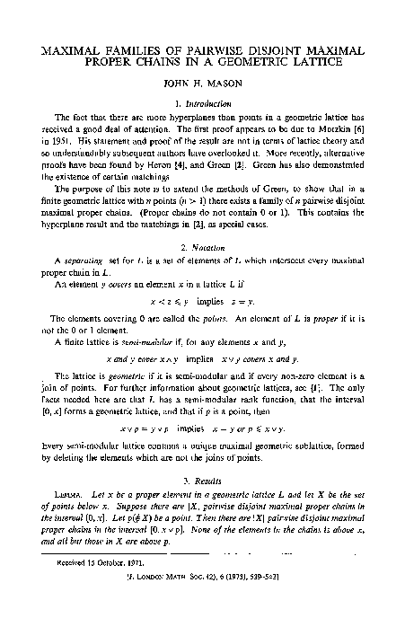 (PDF) Maximal Families of Pairwise Disjoint Maximal Proper Chains in a ...