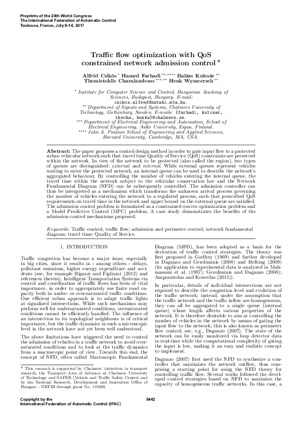 (PDF) Traffic flow optimization with QoS constrained network admission control * *This research ...