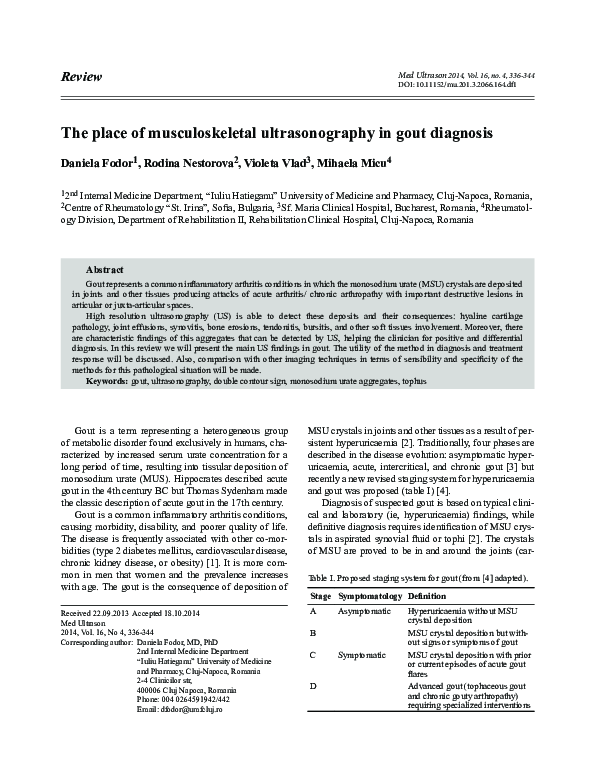 (PDF) The place of musculoskeletal ultrasonography in gout diagnosis