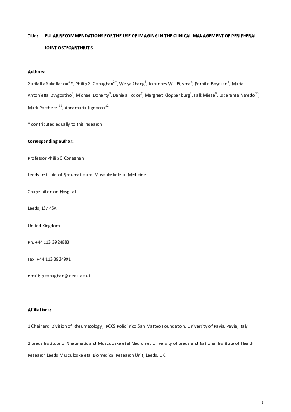(PDF) EULAR recommendations for the use of imaging in the clinical ...