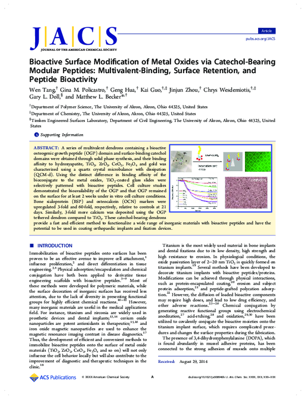 (PDF) Bioactive Surface Modification of Metal Oxides via Catechol ...