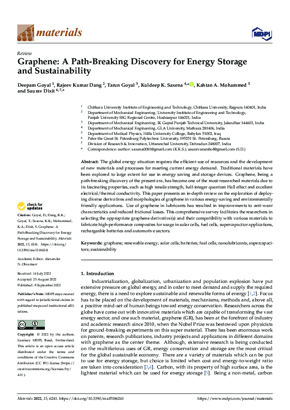 (PDF) Graphene: A Path-Breaking Discovery for Energy Storage and ...
