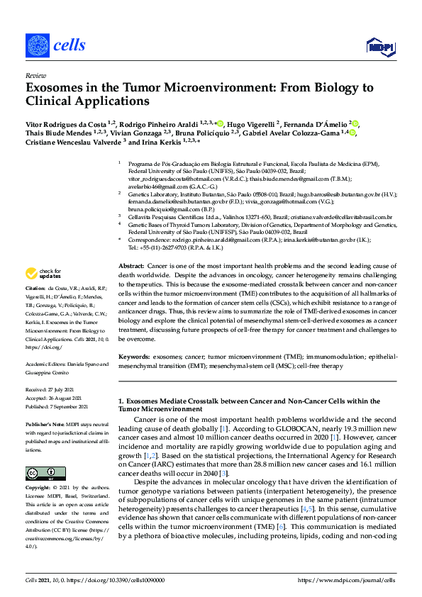 (PDF) Exosomes in the Tumor Microenvironment: From Biology to Clinical ...