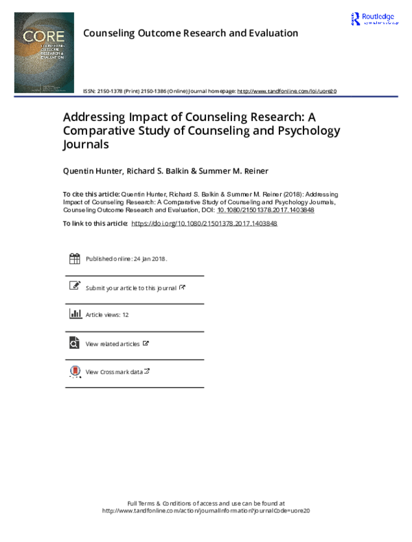 (PDF) Addressing Impact of Counseling Research: A Comparative Study of ...