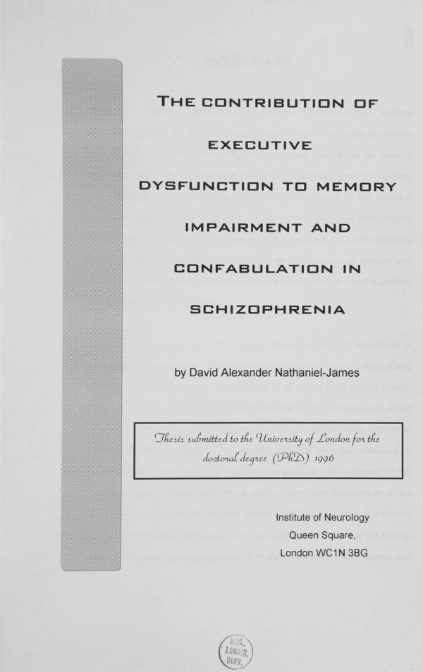 (PDF) The contribution of executive dysfunction to memory impairment ...