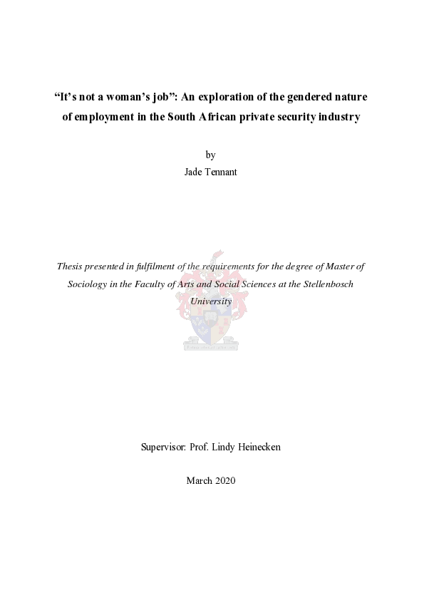 (PDF) Its not a womans job : an exploration of the gendered nature of ...