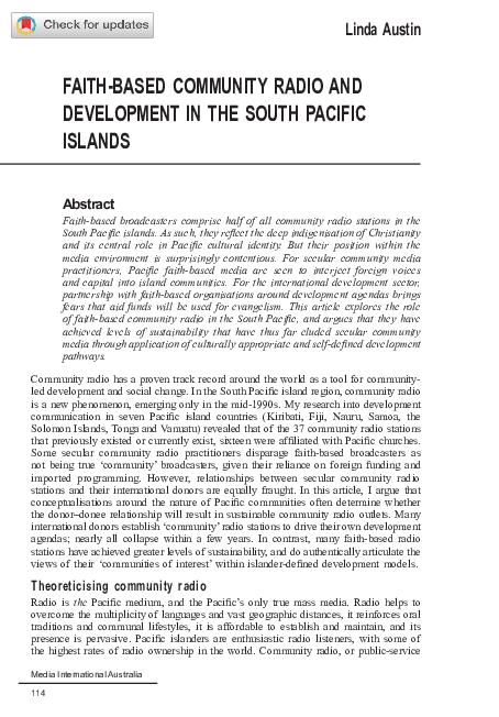 (PDF) Faith-Based Community Radio and Development in the South Pacific ...