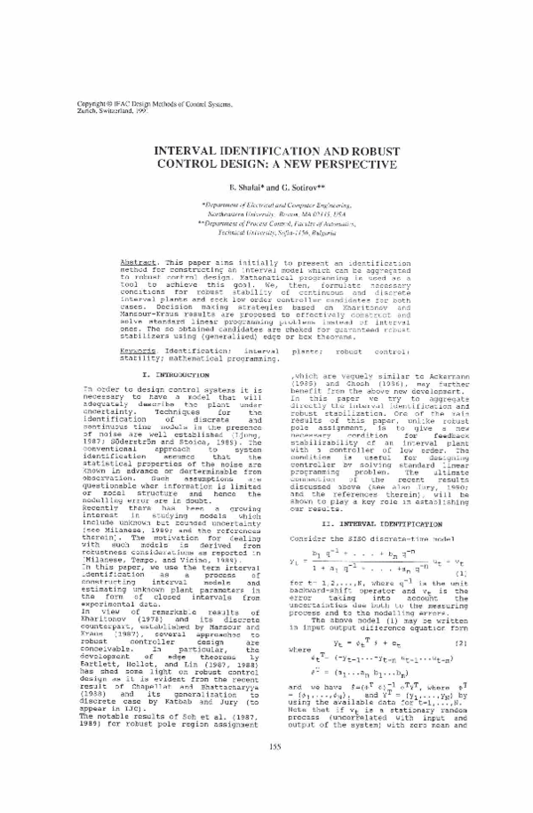 (PDF) Interval Identification and Robust Control Design: A New Perspective