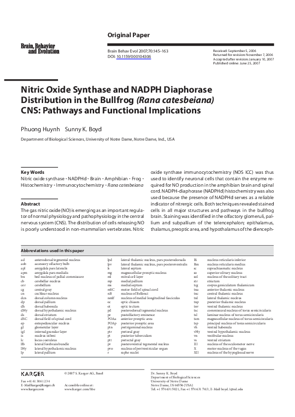 (PDF) Nitric Oxide Synthase and NADPH Diaphorase Distribution in the ...