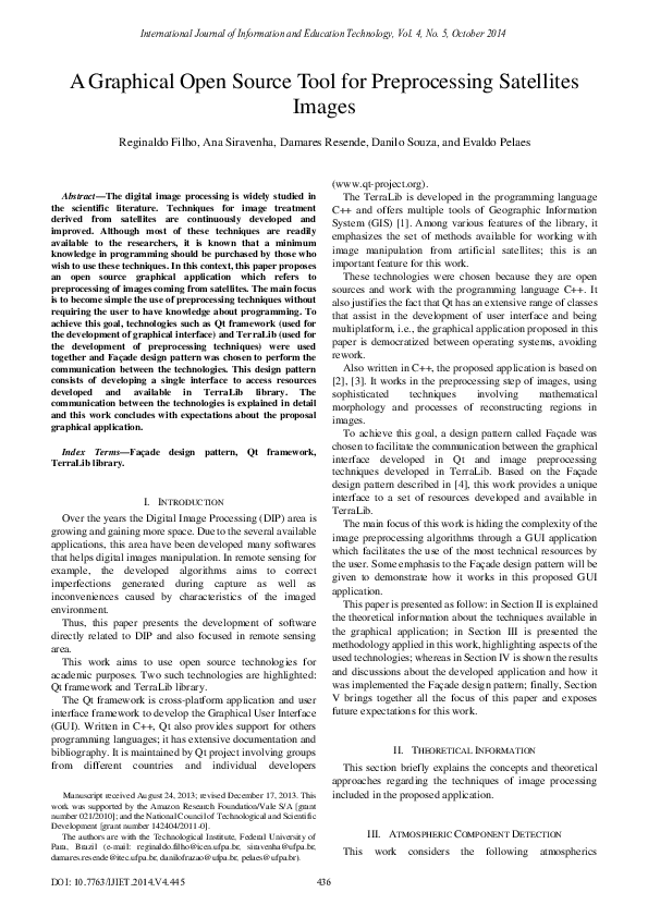 Pdf A Graphical Open Source Tool For Preprocessing Satellites Images Reginaldo Filho