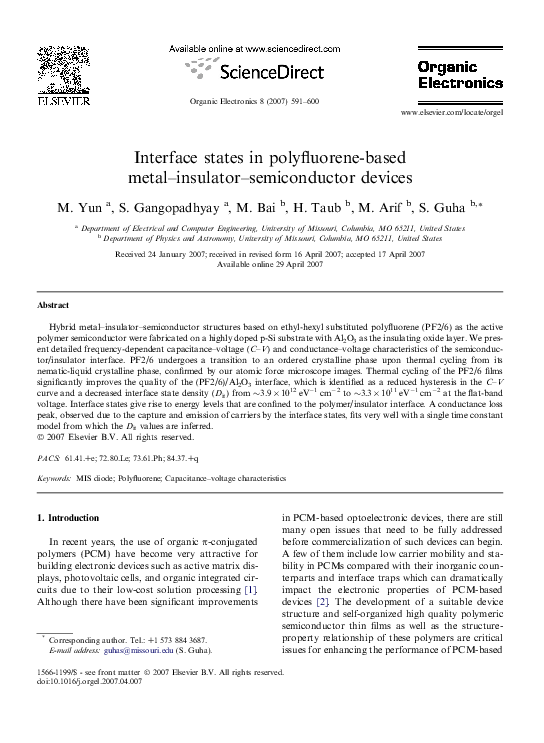 (PDF) Interface states in polyfluorene-based metal–insulator ...