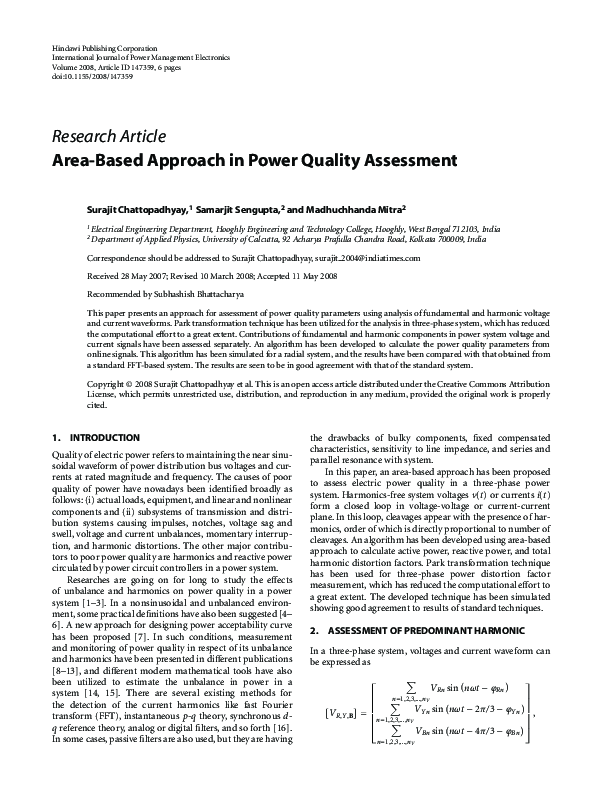 (PDF) Area-Based Approach in Power Quality Assessment
