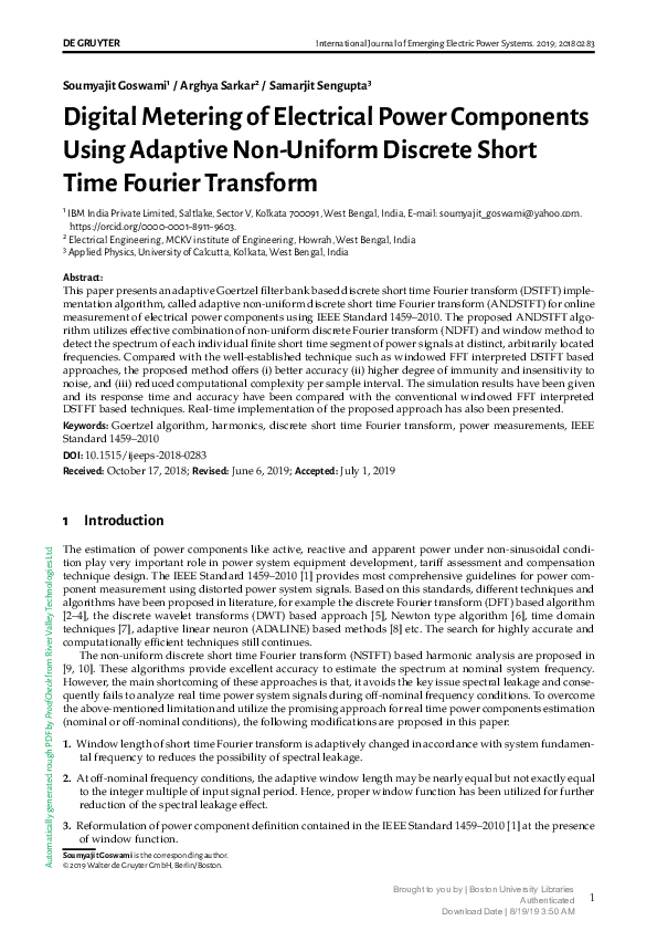 (PDF) Digital Metering of Electrical Power Components Using Adaptive ...