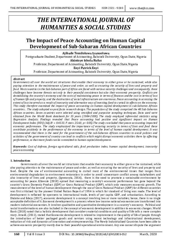 (PDF) The Impact of Peace Accounting on Human Capital Development of ...