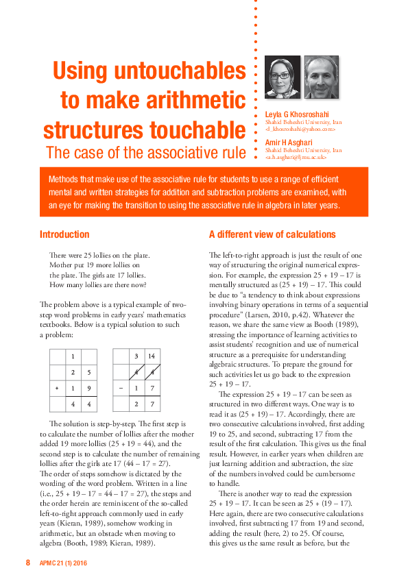 (PDF) Using untouchables to make arithmetic structures touchable: The ...