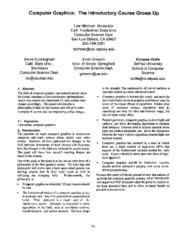 (PDF) Computer graphics