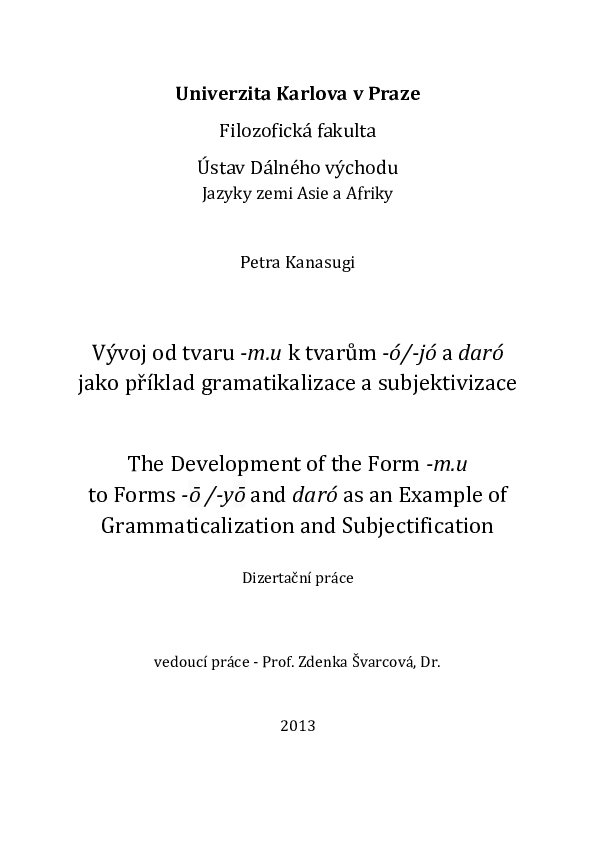(PDF) The Development of the Form -m.u to Forms -ó/ -jó and daró as an ...
