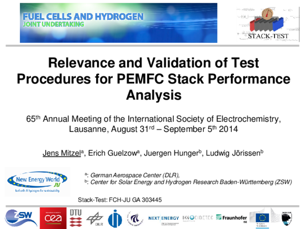(PDF) Relevance and Validation of Test Procedures for PEMFC Stack ...